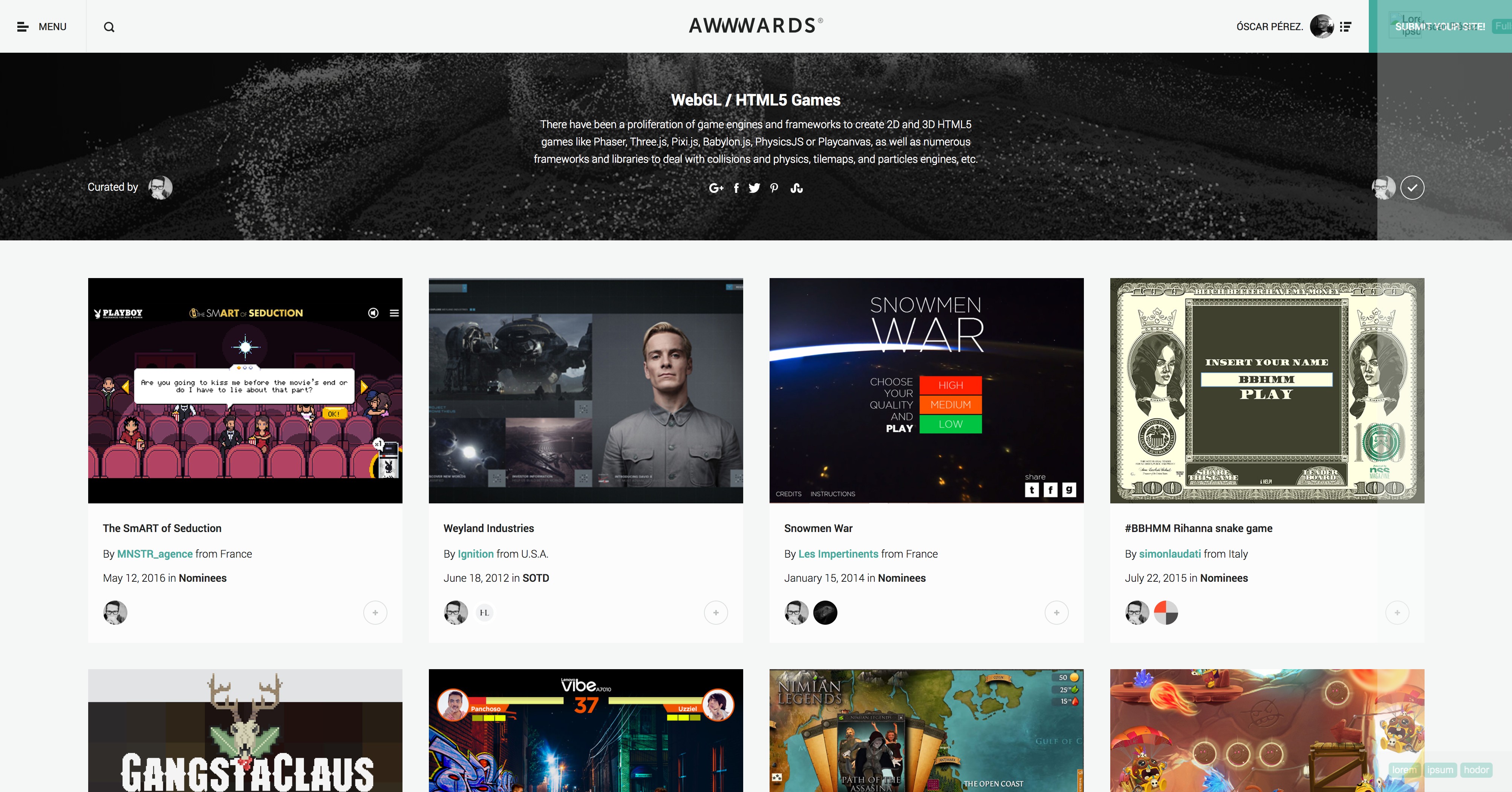WebGL / HTML5 Games - Awwwards - Awwwards
