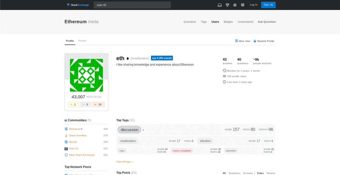User eth - Ethereum Meta Stack Exchange - Awwwards