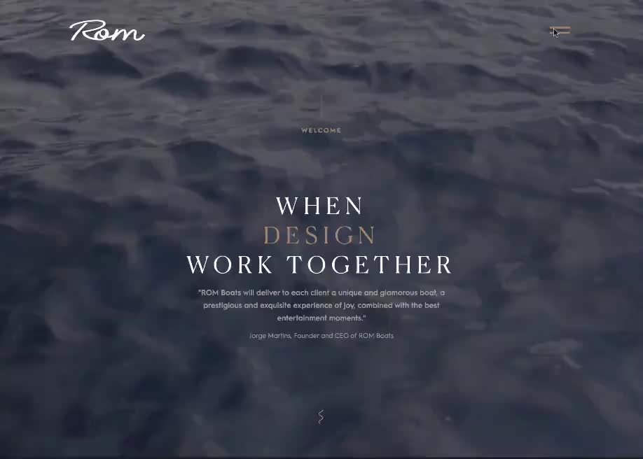 Overlay side menu - Rom Boats - Menu Inspiration - Awwwards